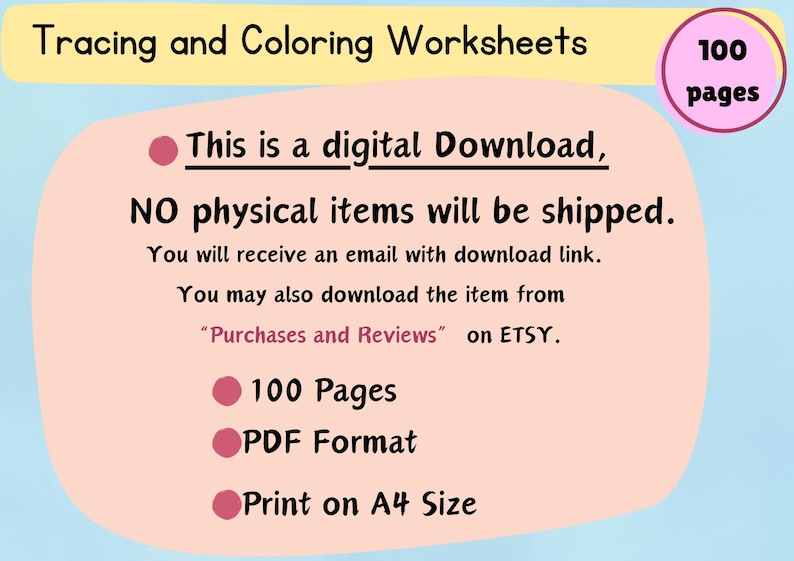100 Pages Printable Tracing and Coloring Activity Worksheets for Kids ...
