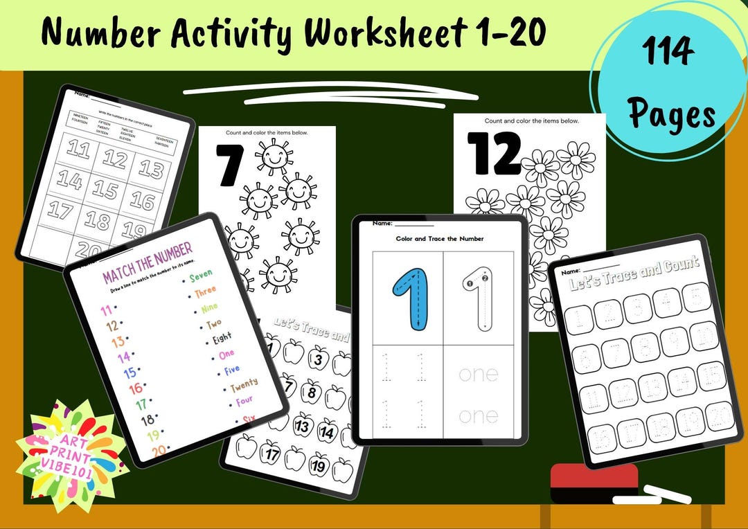 Numbers Worksheets 1-20 for Preschool, Number of the Week, Number of ...