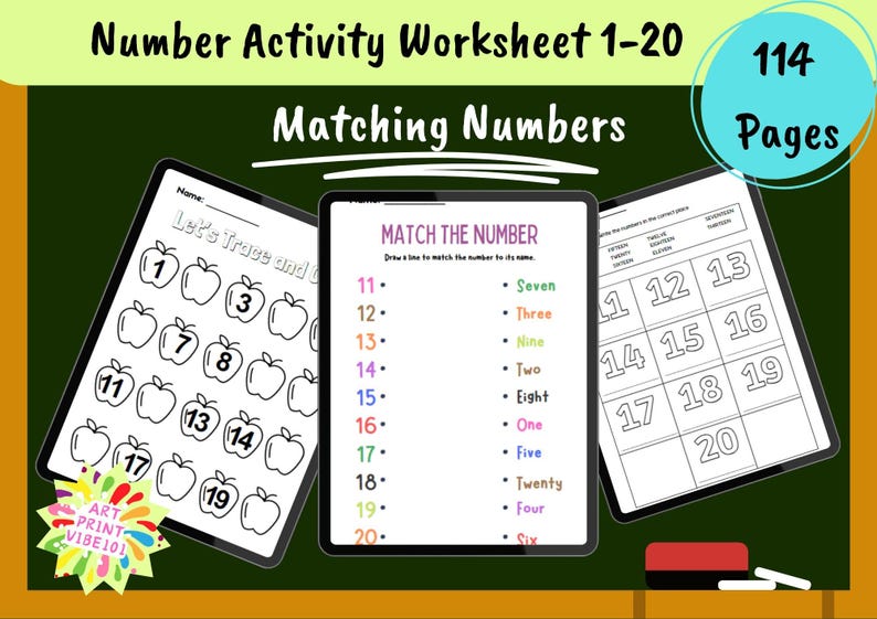 Numbers Worksheets 1-20 for Preschool, Number of the Week, Number of ...
