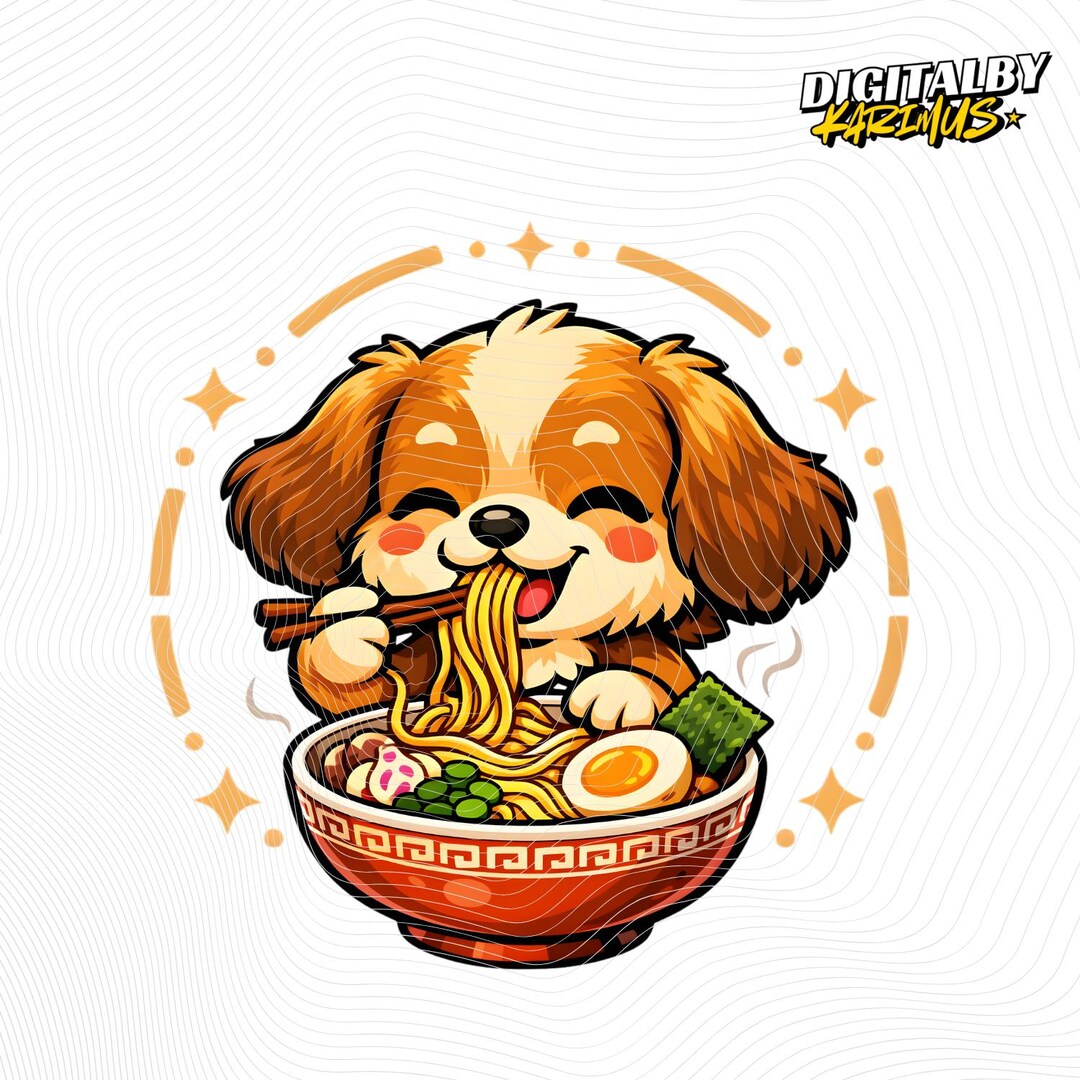 Dachshund Ramen PNG: Kawaii Anime Dog With Noodles Cute Food Puppy Art ...