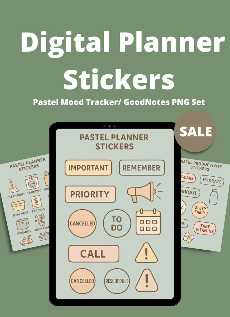 Digital Planner Stickers – Goodnotes PNG Set | Mental Health,habit ...
