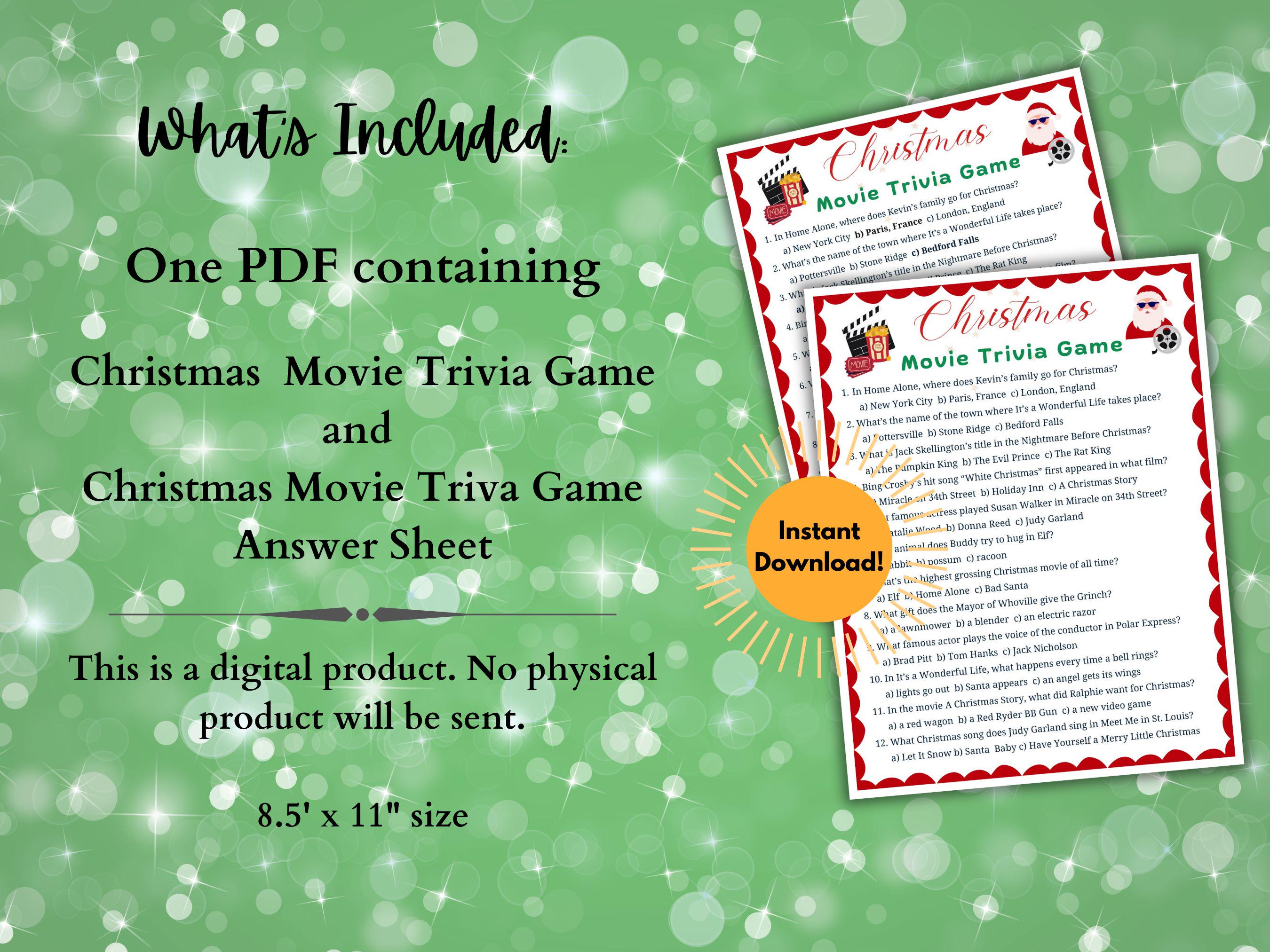 Christmas Movie Trivia Game, Trivia Games, Christmas Activity, Holiday ...