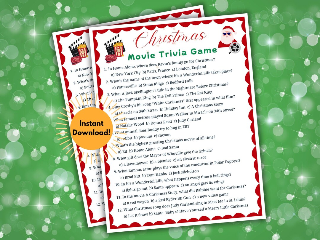 Christmas Movie Trivia Game, Trivia Games, Christmas Activity, Holiday ...