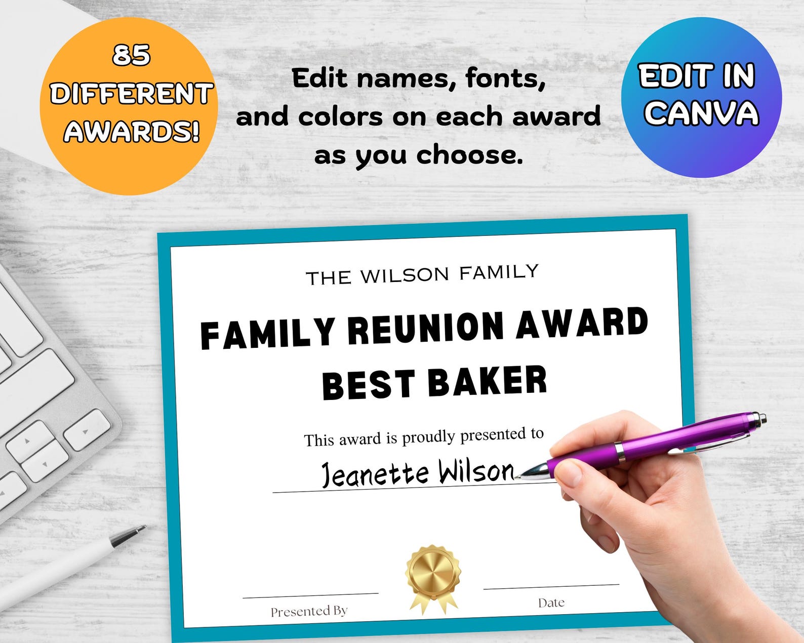 Editable Family Reunion Award Certificates, Reunion Games, Family ...