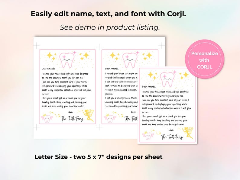 Editable Tooth Fairy Letter, Tooth Fairy Note, Tooth Fairy Receipt ...
