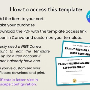 Editable Family Reunion Award Certificates, Reunion Games, Family ...