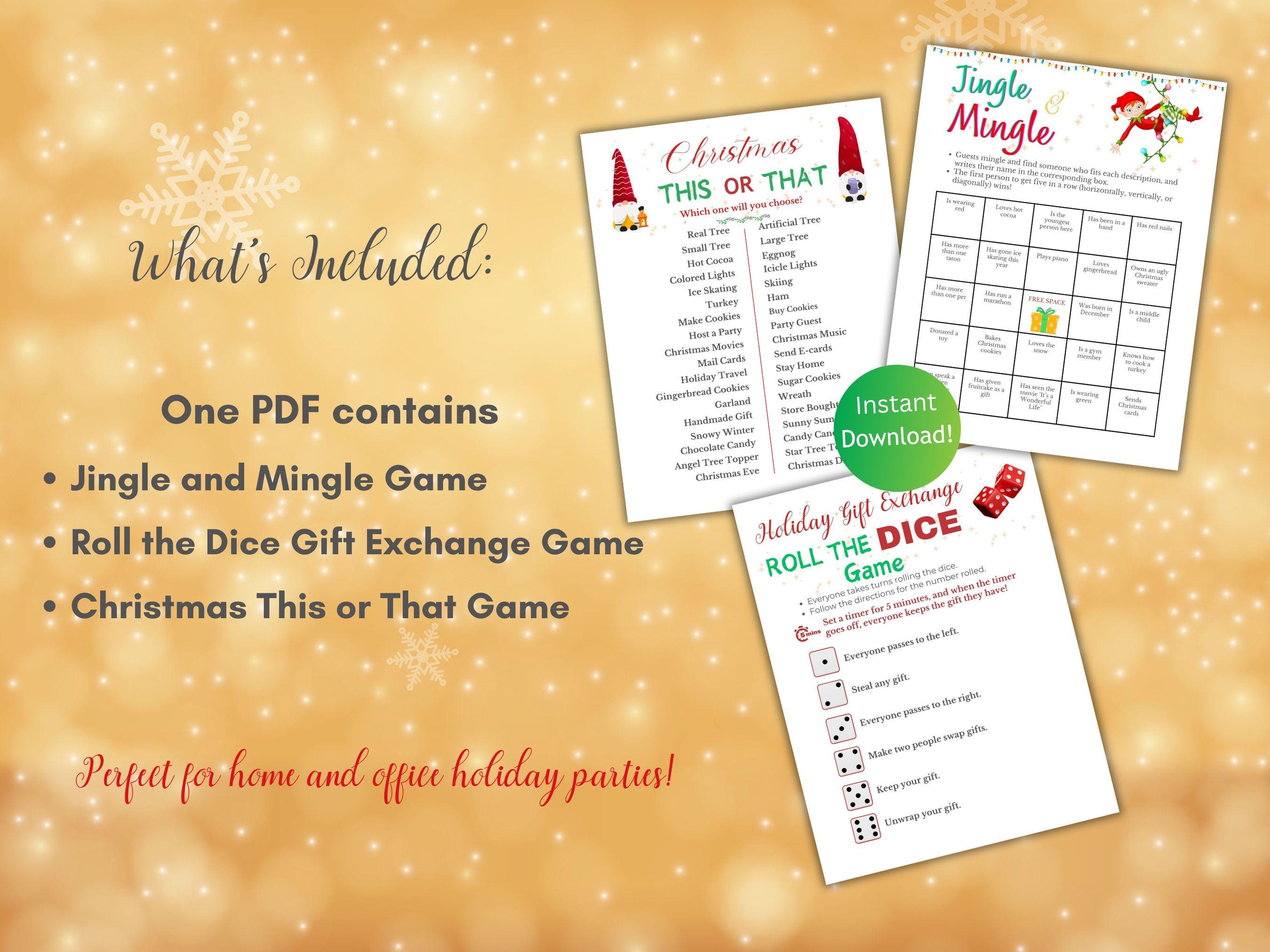 Christmas Games Bundle, Gift Exchange Game, Mingle Bingo, Fun Christmas ...