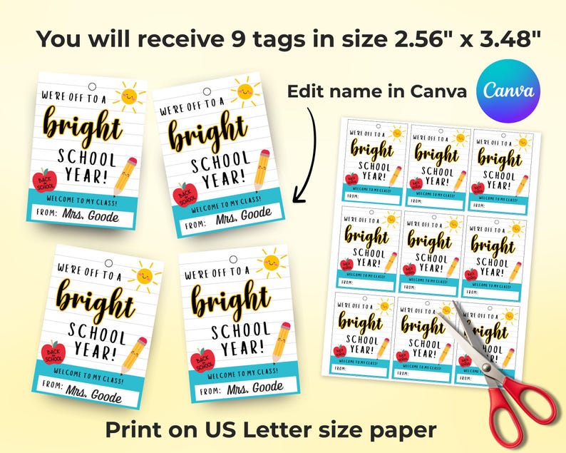 Editable Back-to-school Student Treat Tags, Meet the Teacher, First Day ...