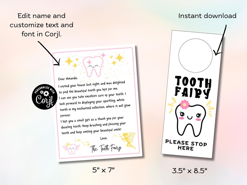 Editable Tooth Fairy Letter, Tooth Fairy Note, Tooth Fairy Receipt ...