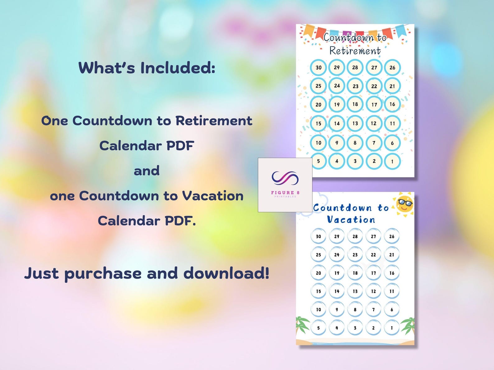 Retirement Countdown Calendar & Vacation Countdown Calendar Letter Size ...