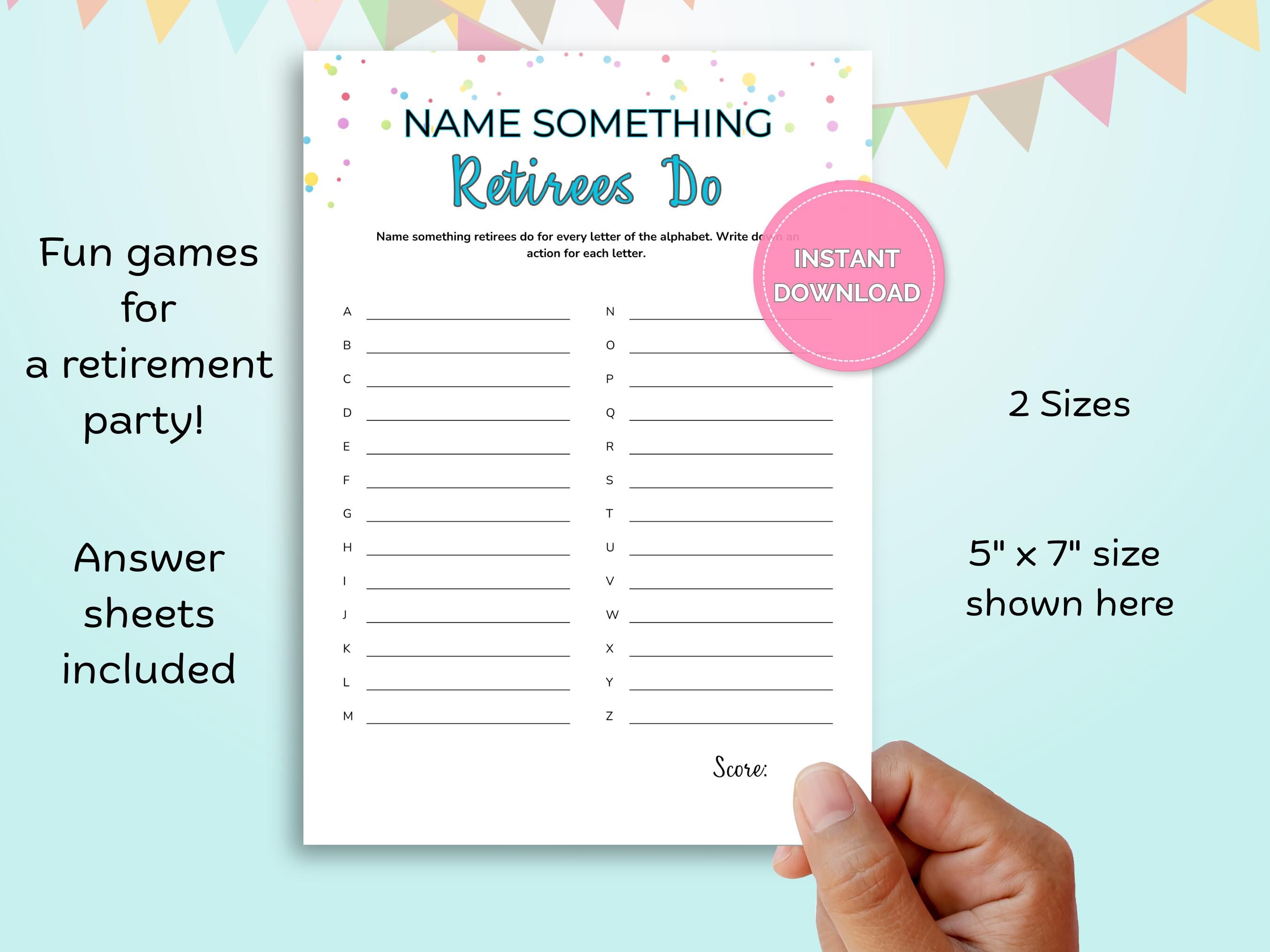 Retiree Games Bundle, Retiree Party Games, Adult Party Games ...