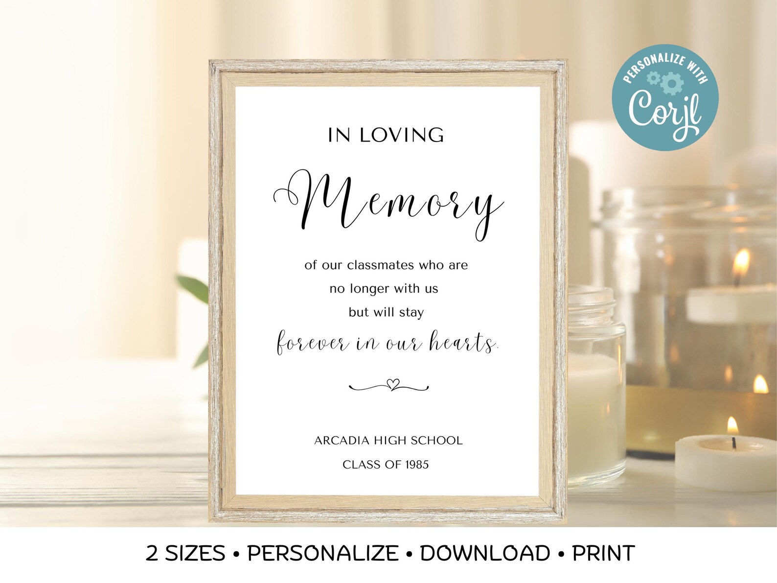 Editable Class Reunion Memorial Sign, Memory Table Sign, in Loving ...