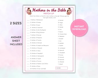 Mothers in the Bible Mother's Day Match up Game, Printable Mother's Day ...