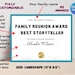 Editable Family Reunion Award Certificates, Reunion Games, Family ...