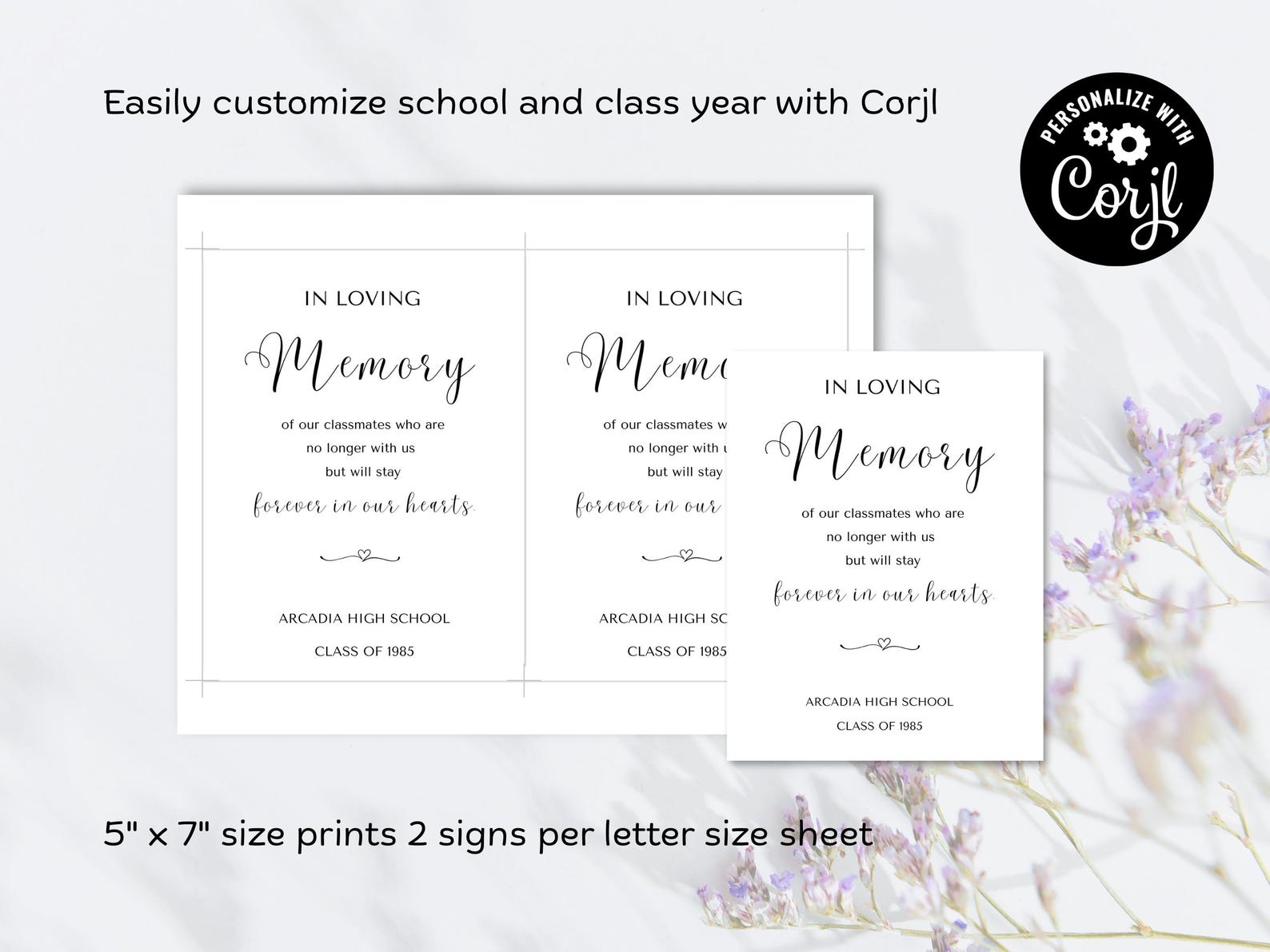Editable Class Reunion Memorial Sign, Memory Table Sign, in Loving ...