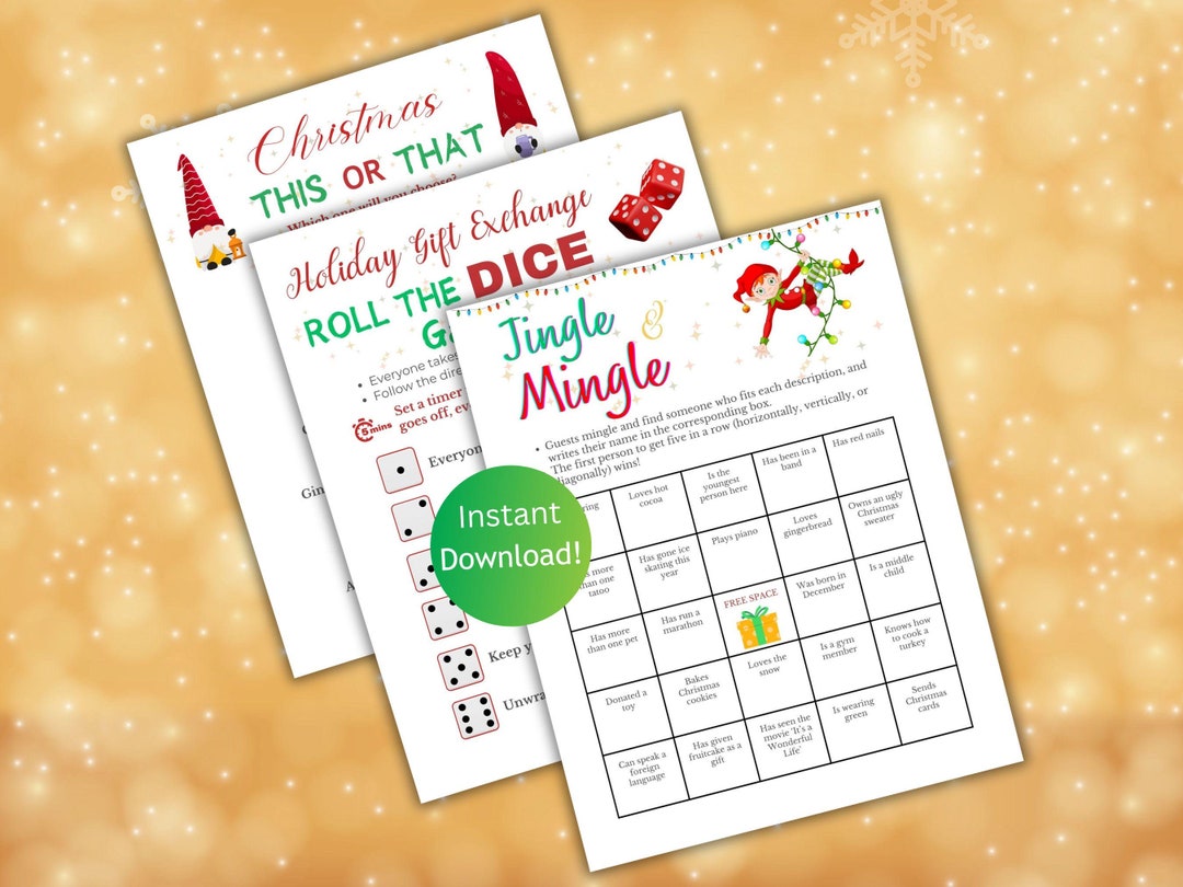Christmas Games Bundle, Gift Exchange Game, Mingle Bingo, Fun Christmas ...