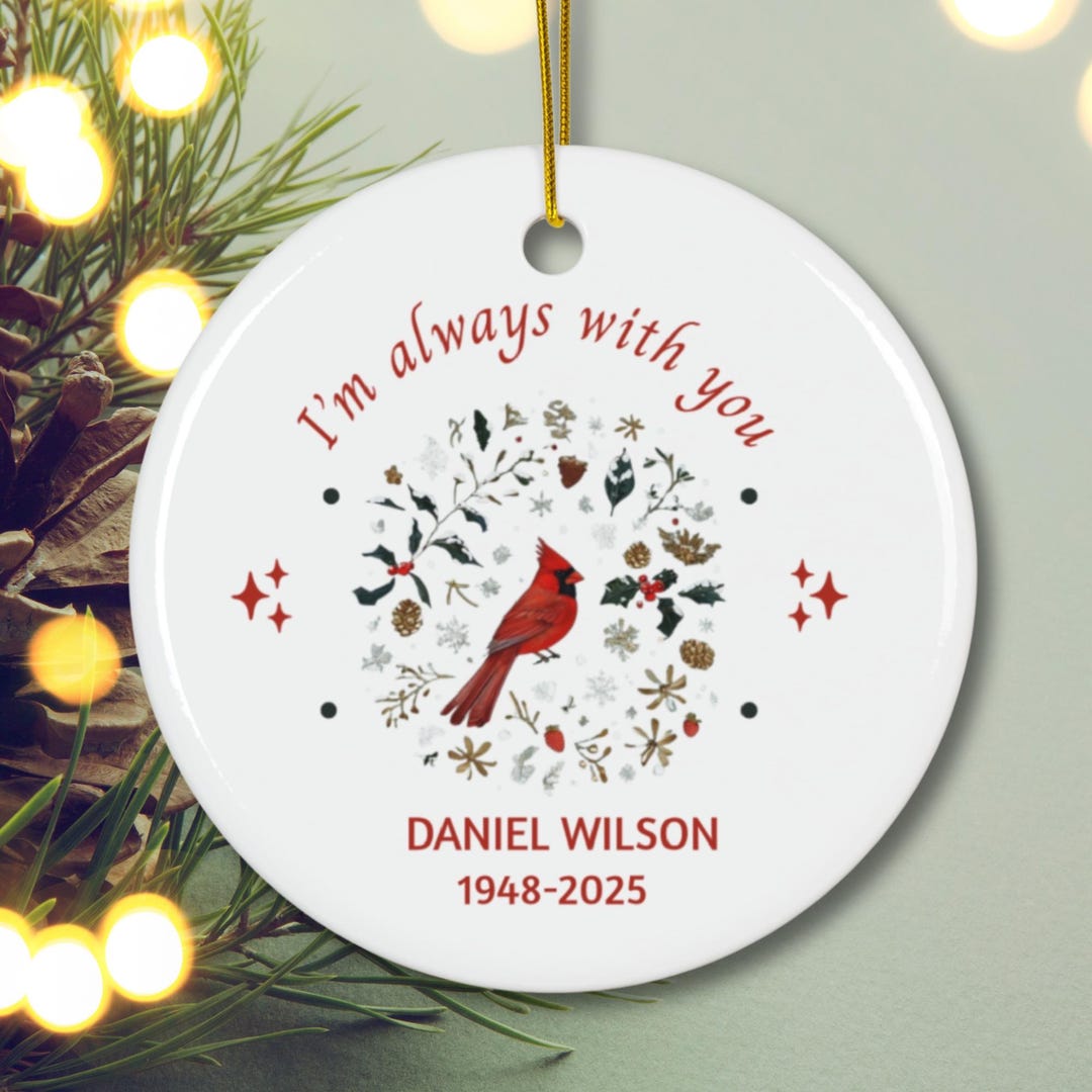 Custom Red Cardinal Memorial Ornament, Bereavement Gift, Dad Memorial ...