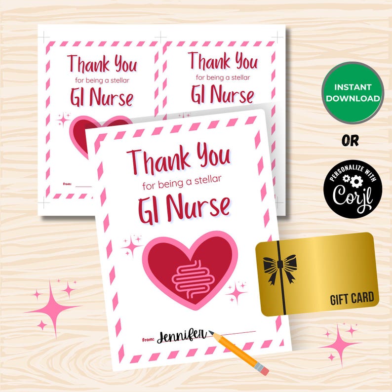 Editable Endoscopy Nurse Appreciation Gift Card Holder, GI Nurse Gifts ...