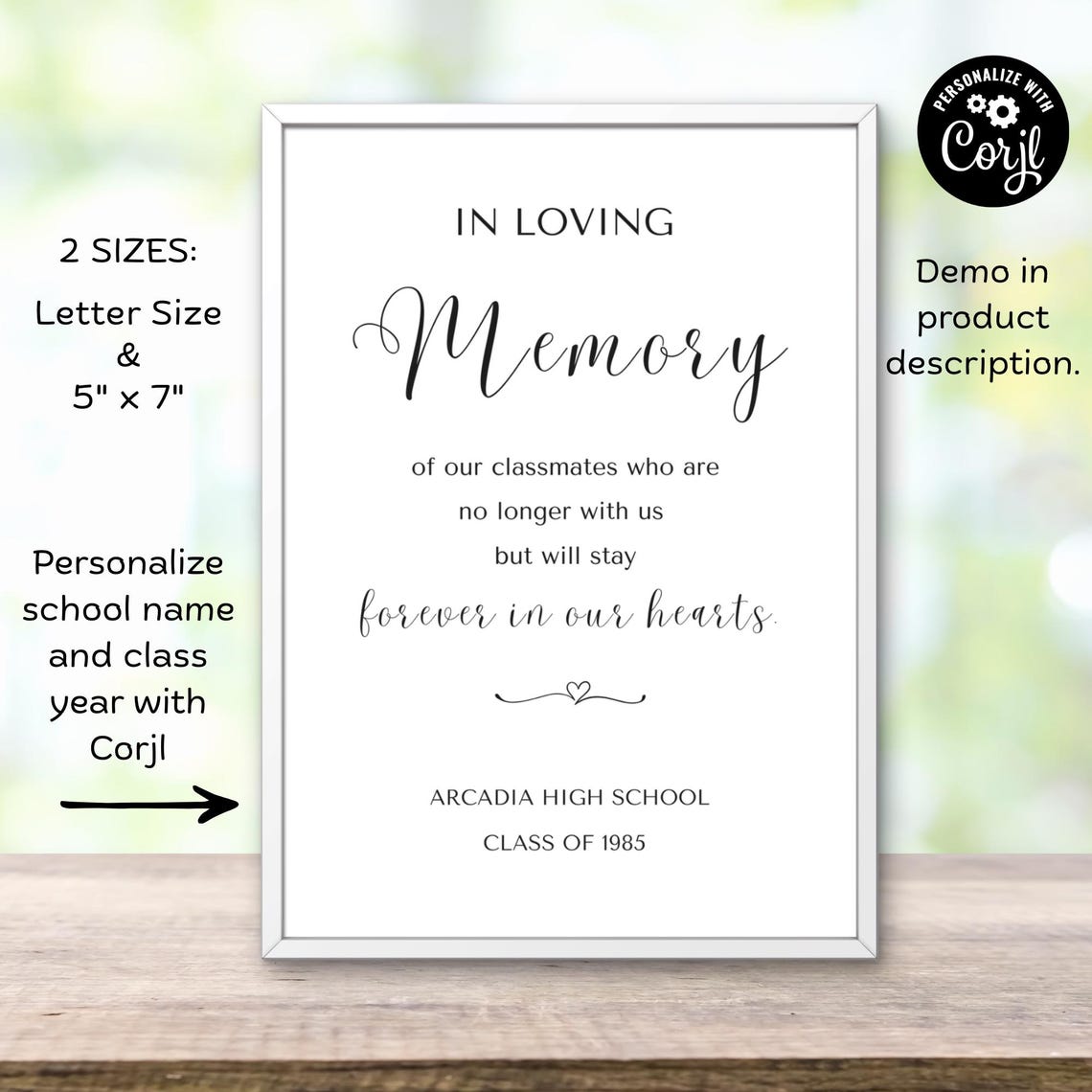 Editable Class Reunion Memorial Sign, Memory Table Sign, in Loving ...