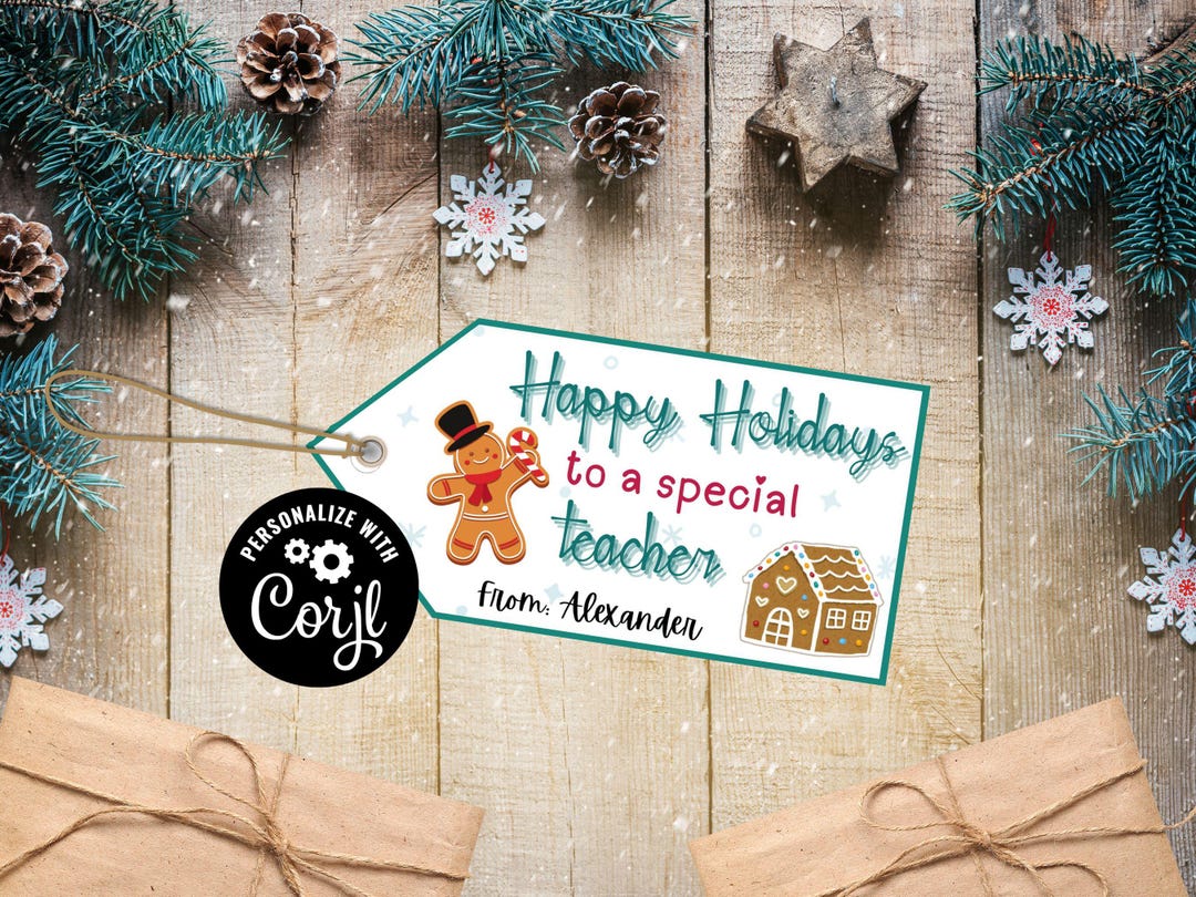 Editable Teacher Holiday Gift Tags, Teacher Christmas, Holiday Treat ...