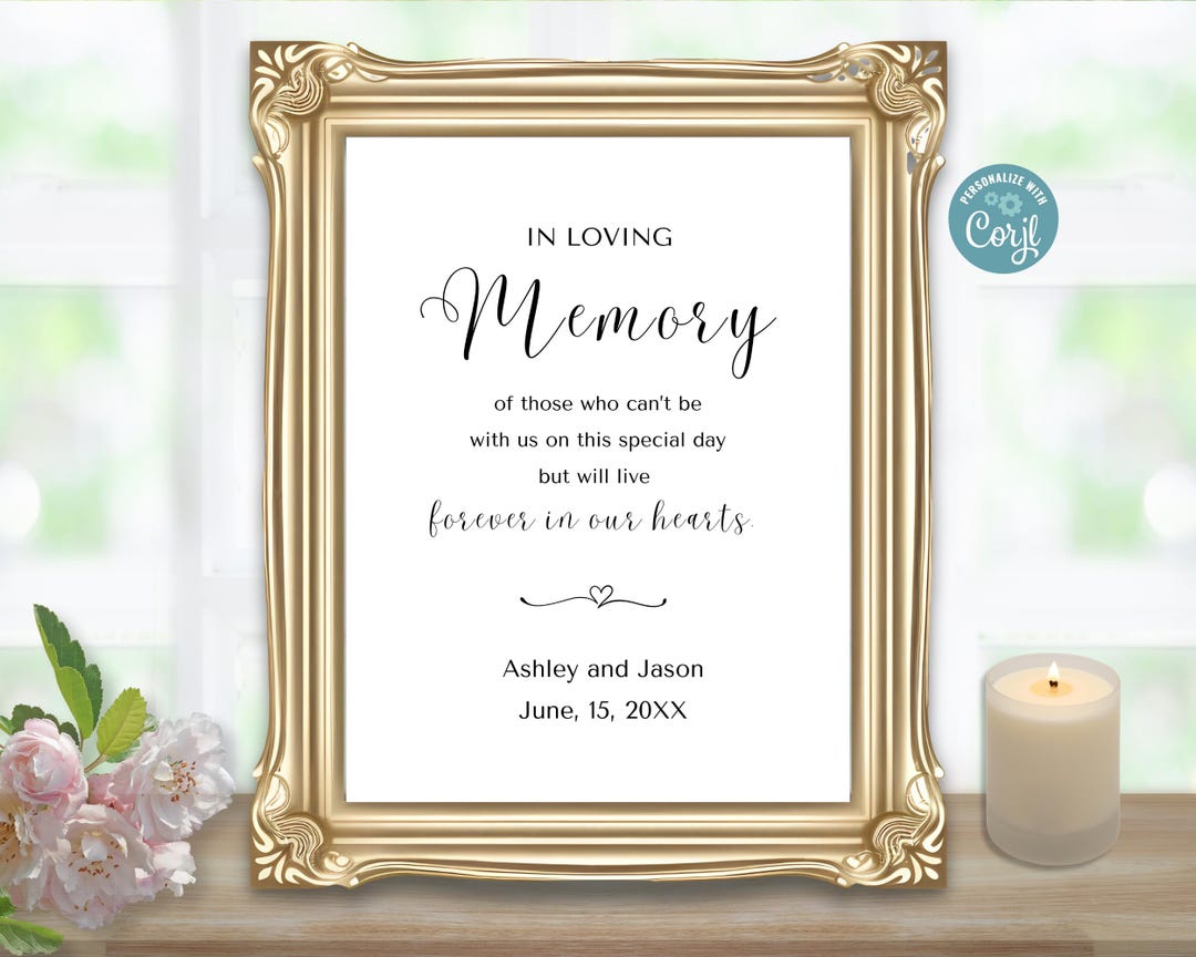 Editable Wedding Memory Table Sign, Memorial Table Sign, Wedding Loving ...