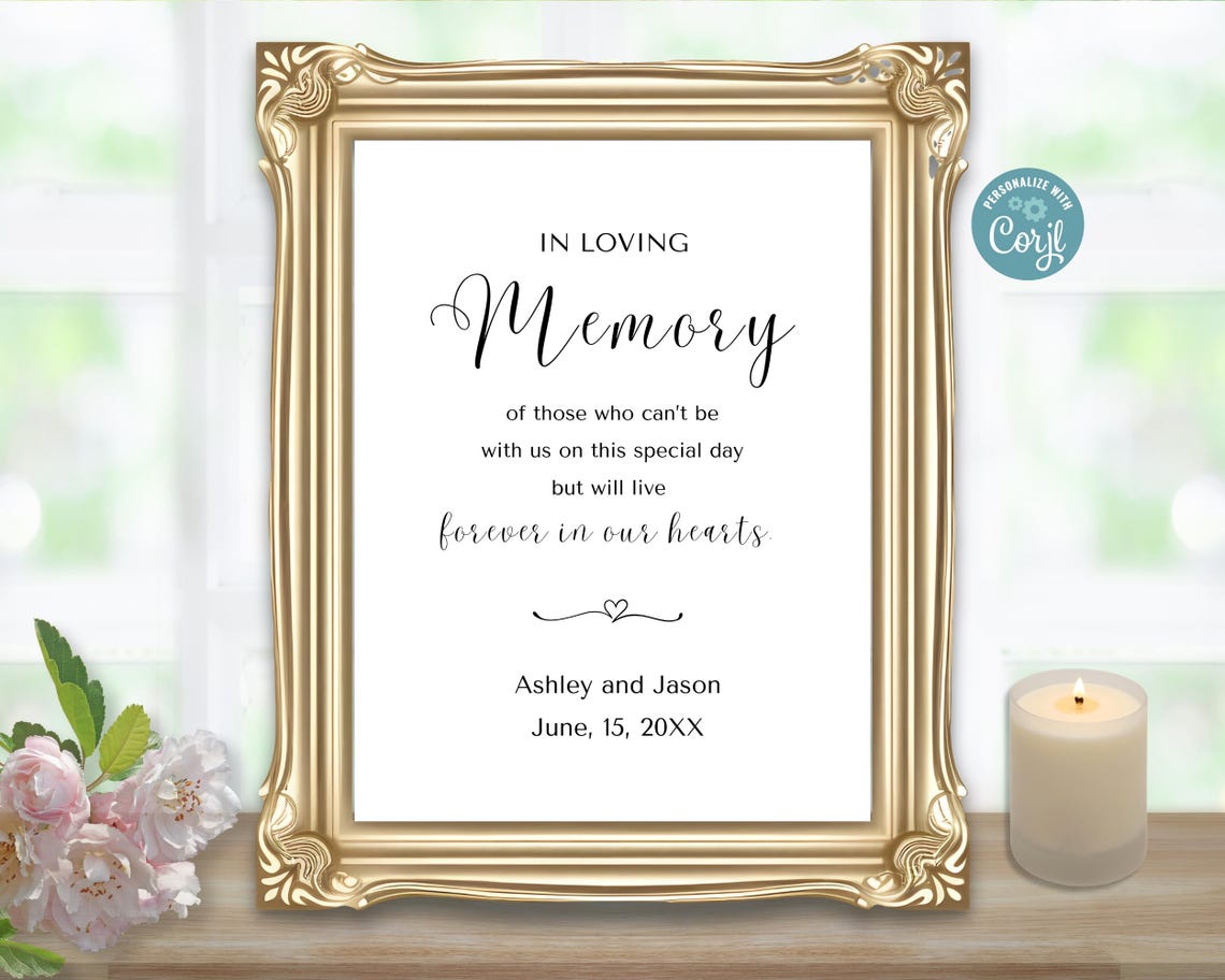 Editable Wedding Memory Table Sign, Memorial Table Sign, Wedding Loving ...