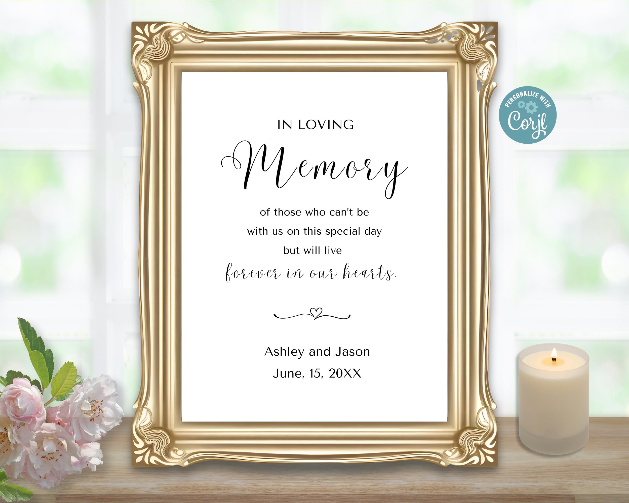 Editable Wedding Memory Table Sign, Memorial Table Sign, Wedding Loving ...