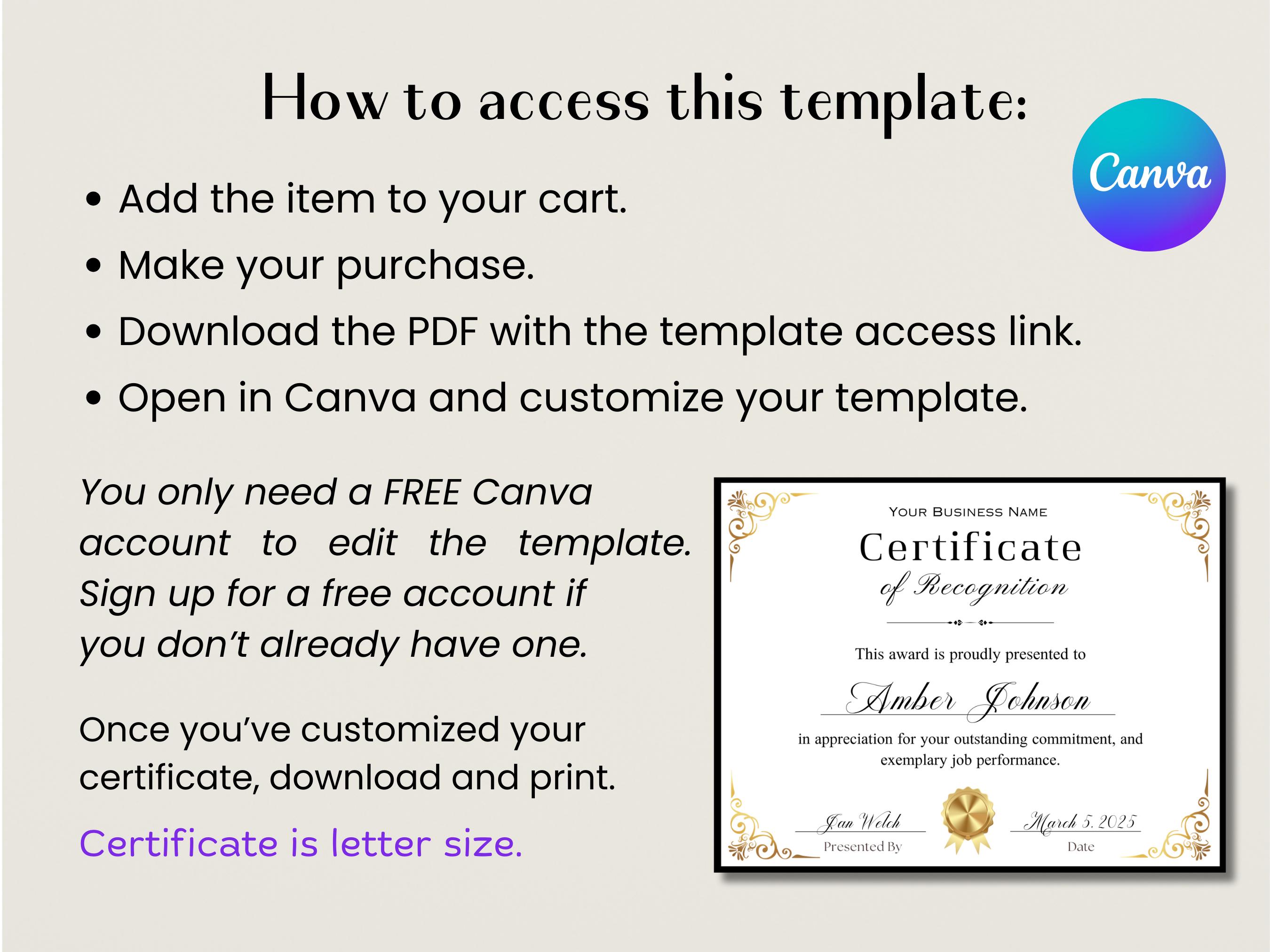 Editable Certificate Of Recognition Printable Awards Certificate