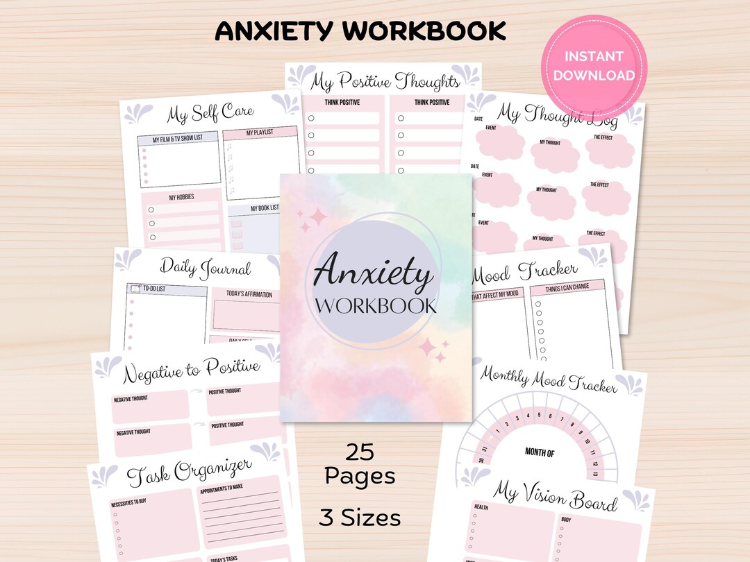 Anxiety Workbook, Therapy Journal, Mood Tracker, Digital Workbook ...