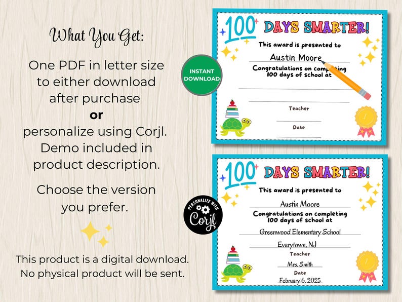 Editable 100 Days of School Certificate, 100 Days Brighter, Kids ...