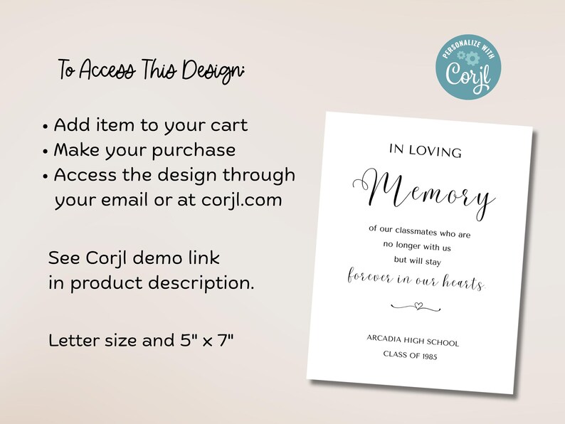 Editable Class Reunion Memorial Sign, Memory Table Sign, in Loving ...