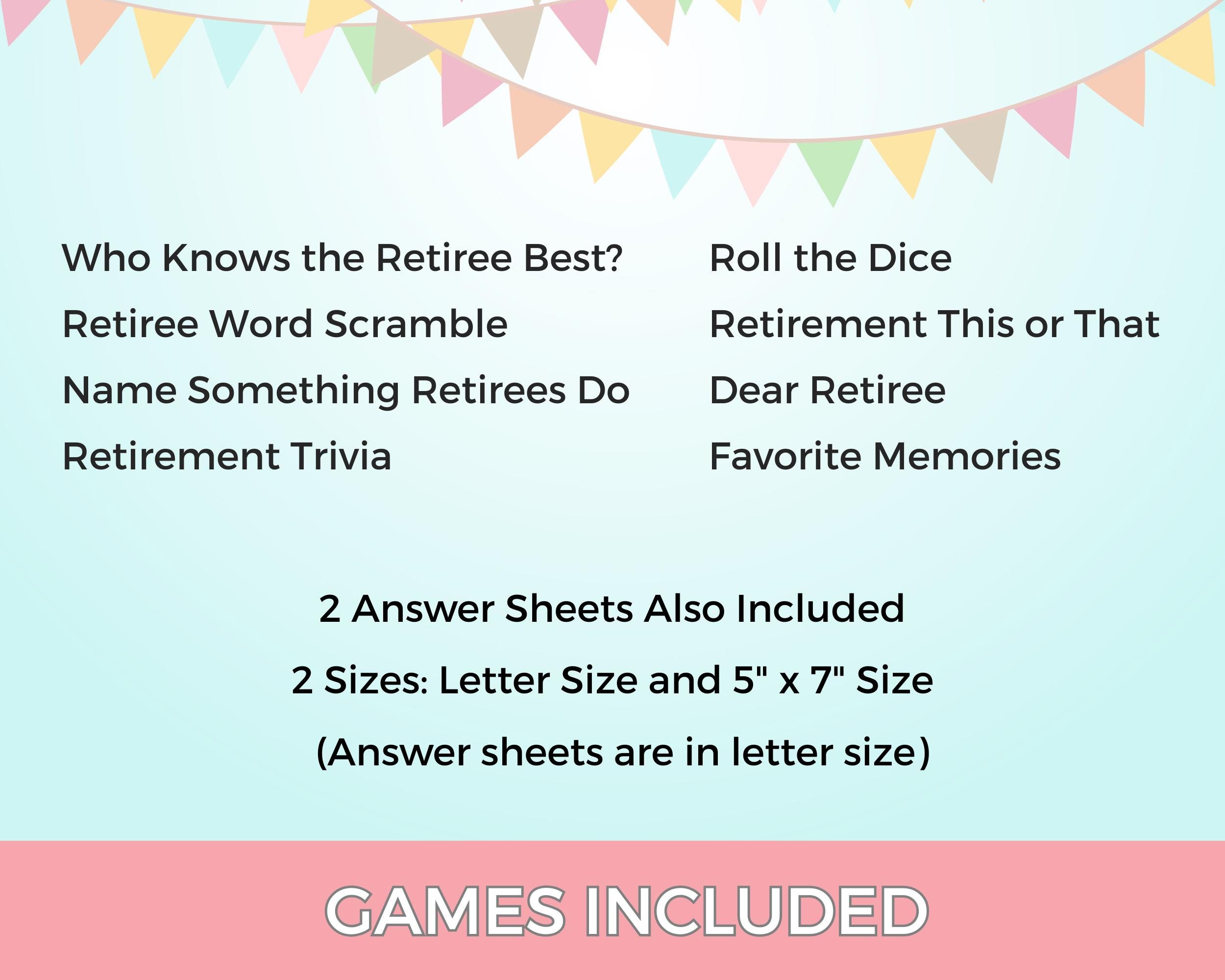 Retiree Games Bundle, Retiree Party Games, Adult Party Games ...