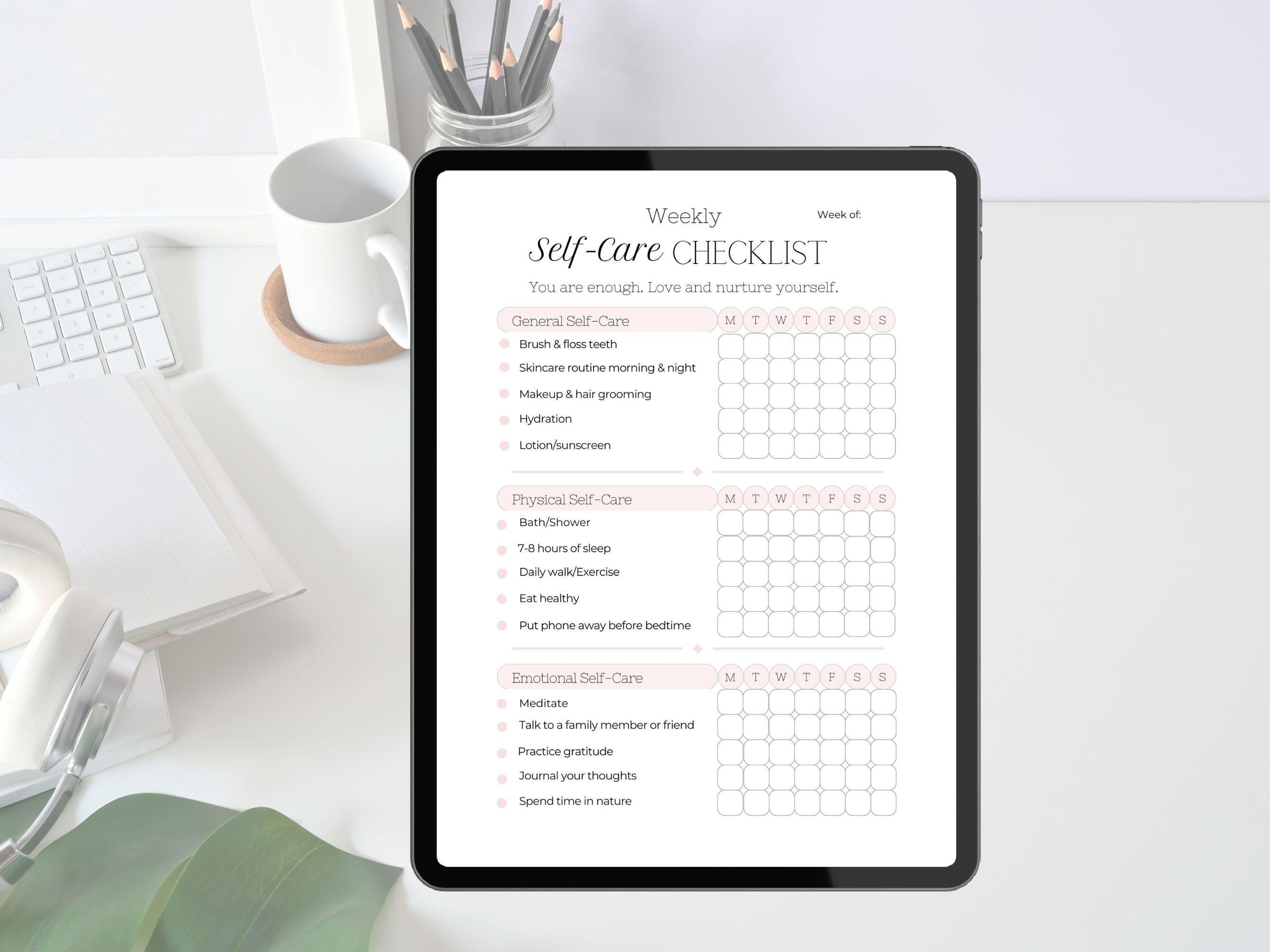 Self-care Checklist, Printable Checklist, Weekly Checklist, Self-care ...