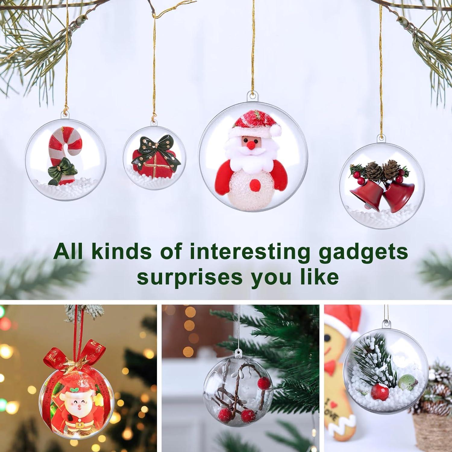 48 PCS Clear Acrylic Ball Ornaments, Plastic Christmas Fillable ...
