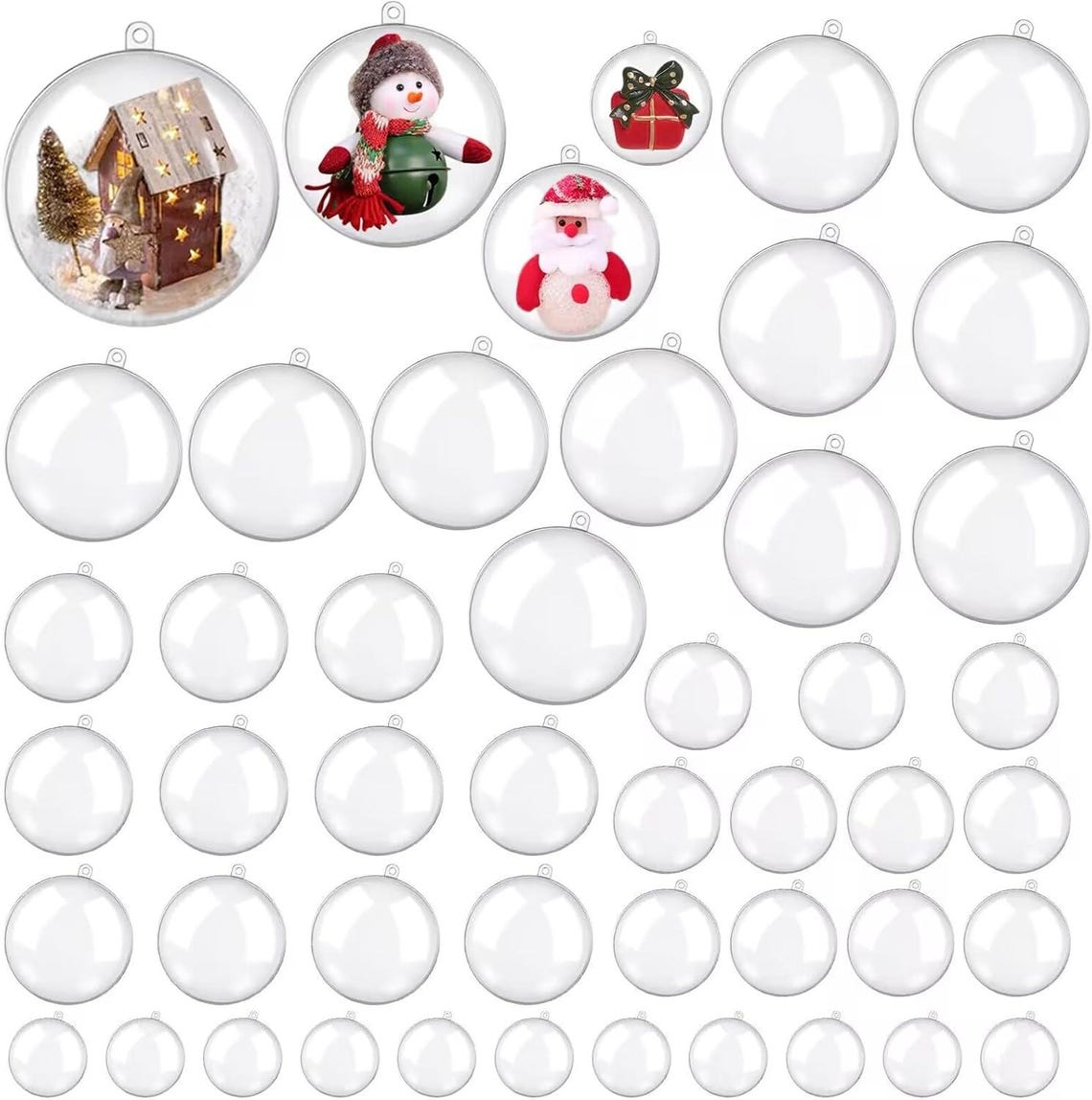 48 PCS Clear Acrylic Ball Ornaments, Plastic Christmas Fillable ...