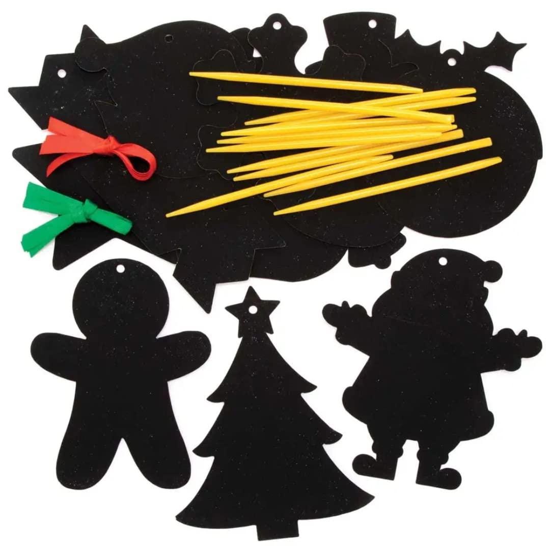 FC200 Christmas Scratch Art Decorations Pack of 12, Xmas Scratch Arts ...