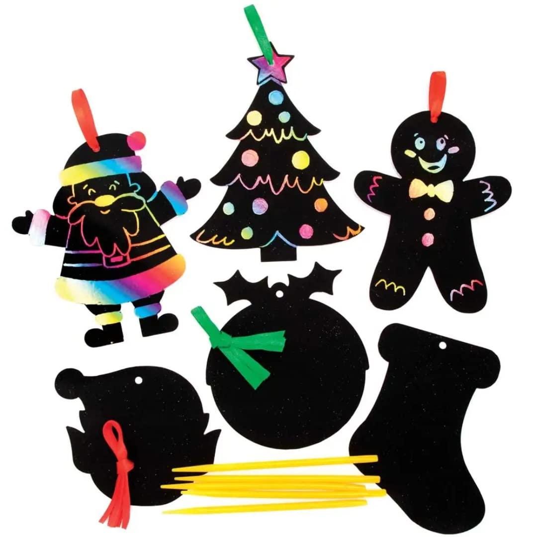 FC200 Christmas Scratch Art Decorations Pack of 12, Xmas Scratch Arts ...