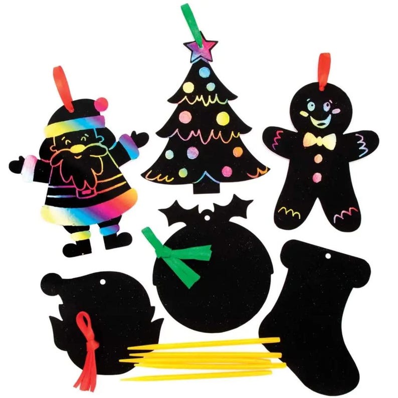 FC200 Christmas Scratch Art Decorations Pack of 12, Xmas Scratch Arts ...