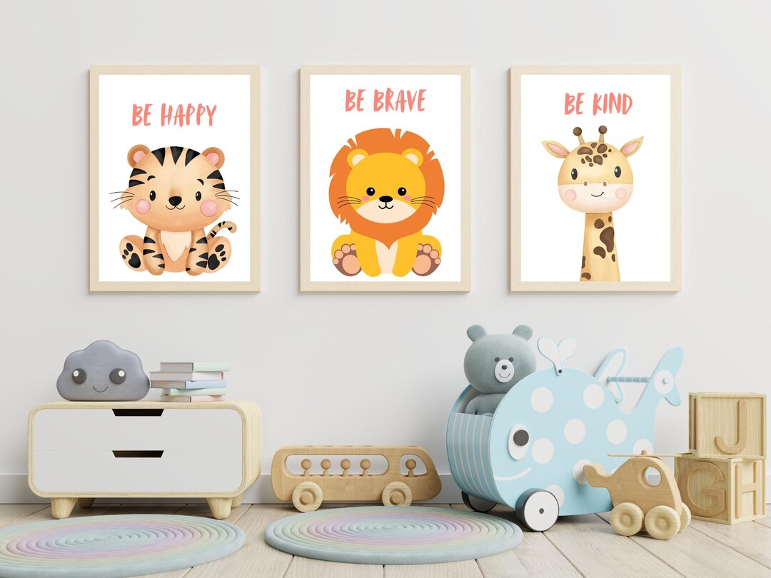 Be Brave Lion Nursery Wall Art | Cute Animal Digital Print | Instant ...