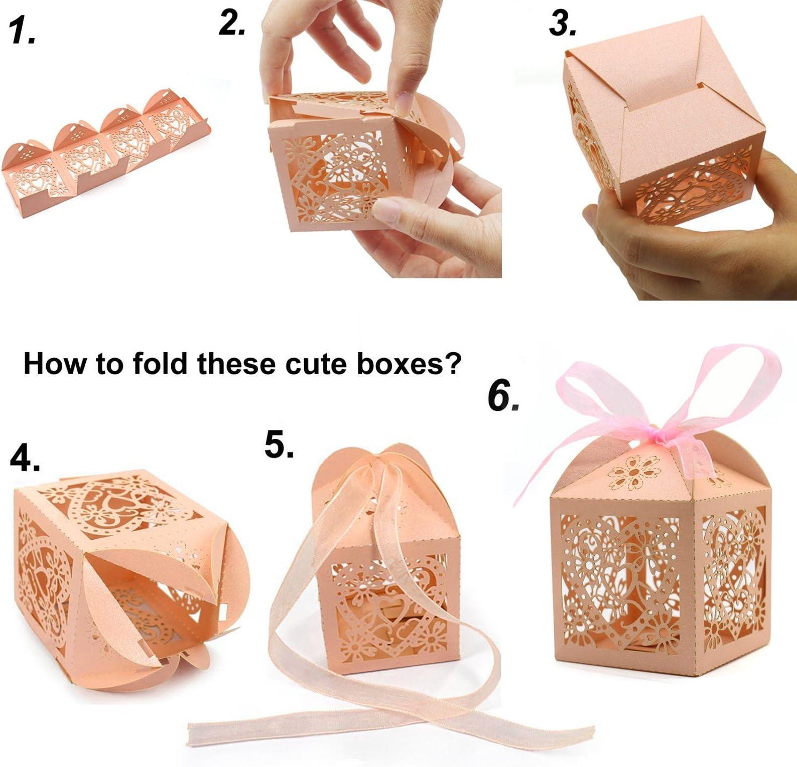 100 Pack Wedding Favor Boxes Laser Cut Boxes Party Favor Box Small Gift Boxes Lace Candy Boxes ...