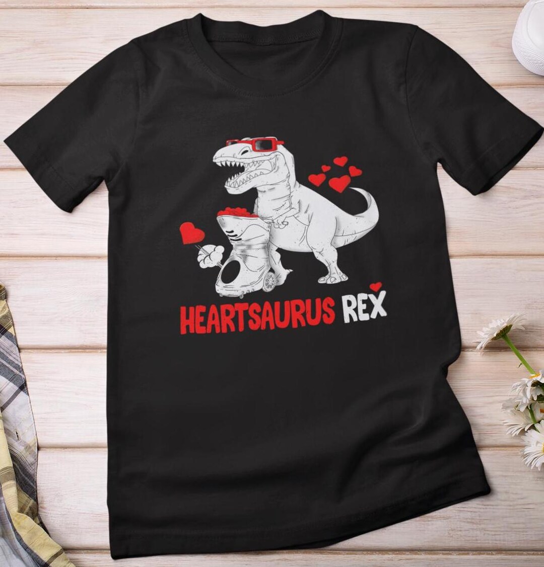 T-rex Valentine Tee, Heartsaurus T-rex Valentine's Day Cute Shirt, Dinosaurs Lovers Boys Kids ...