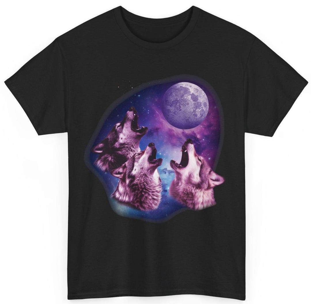 Wolf Shirt, Three Wolves With Moon Shirt, Wildlife Lovers Shirt, Wolf ...
