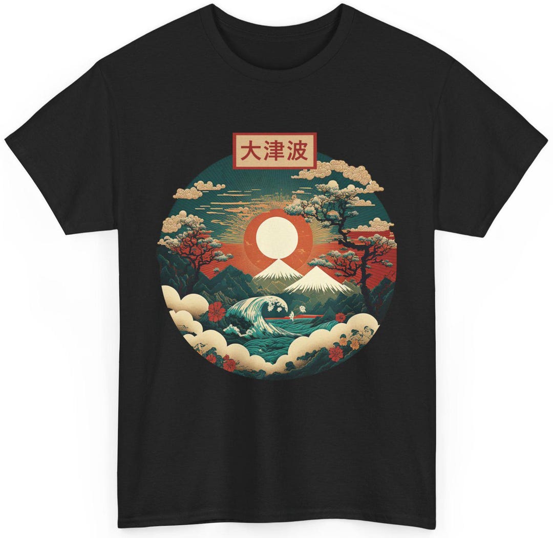 Japanese Art Shirt, Japan Lover Shirt, Japanese Red Sunset T-shirt ...