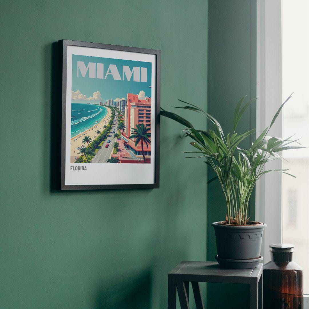 Miami Beach Vintage Travel Poster - Etsy