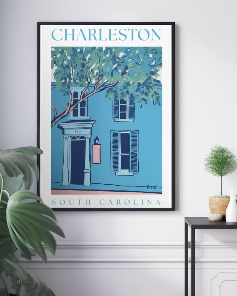 Digital Charleston Poster, Mid-century Modern Matte Vertical Art Decor ...