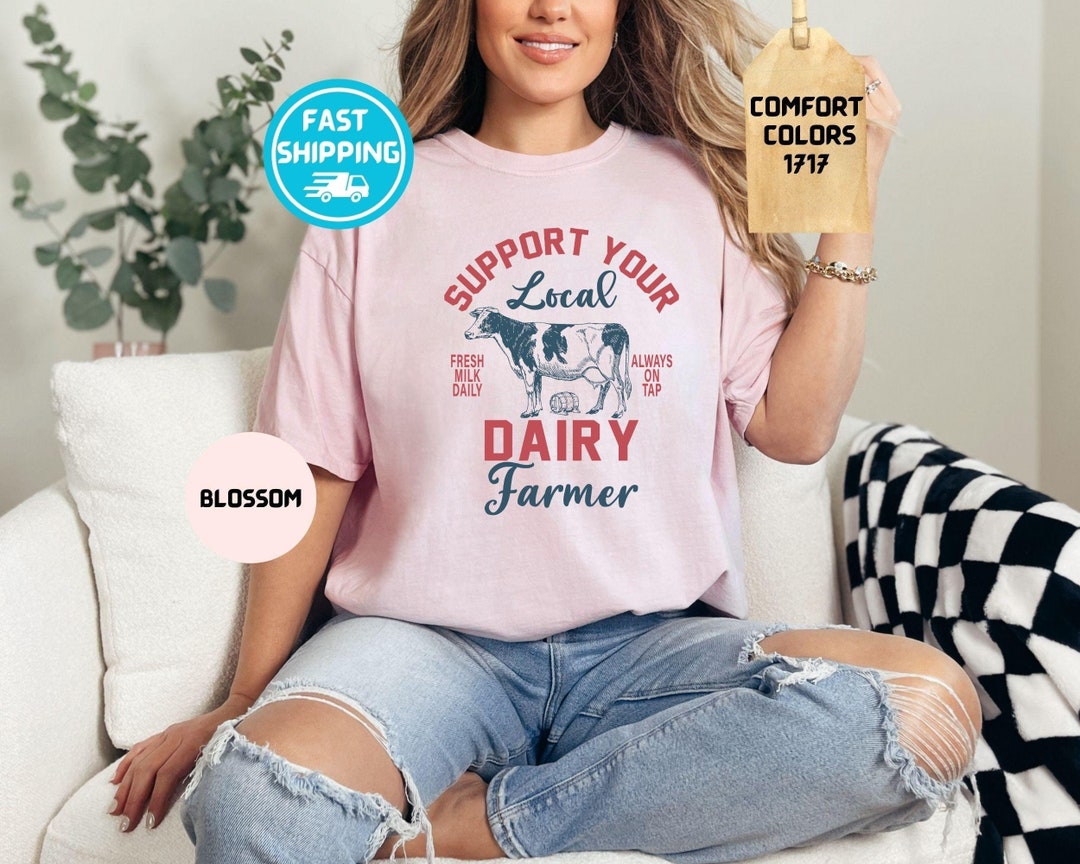 Comfort Colors® Support Local Dairy Farmer Shirt, Funny Breastfeeding ...