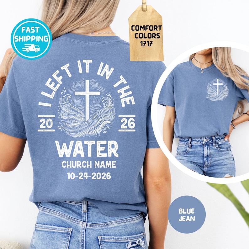 Comfort Colors Christian Cross Shirt: Custom Church Name, Baptism Tee ...