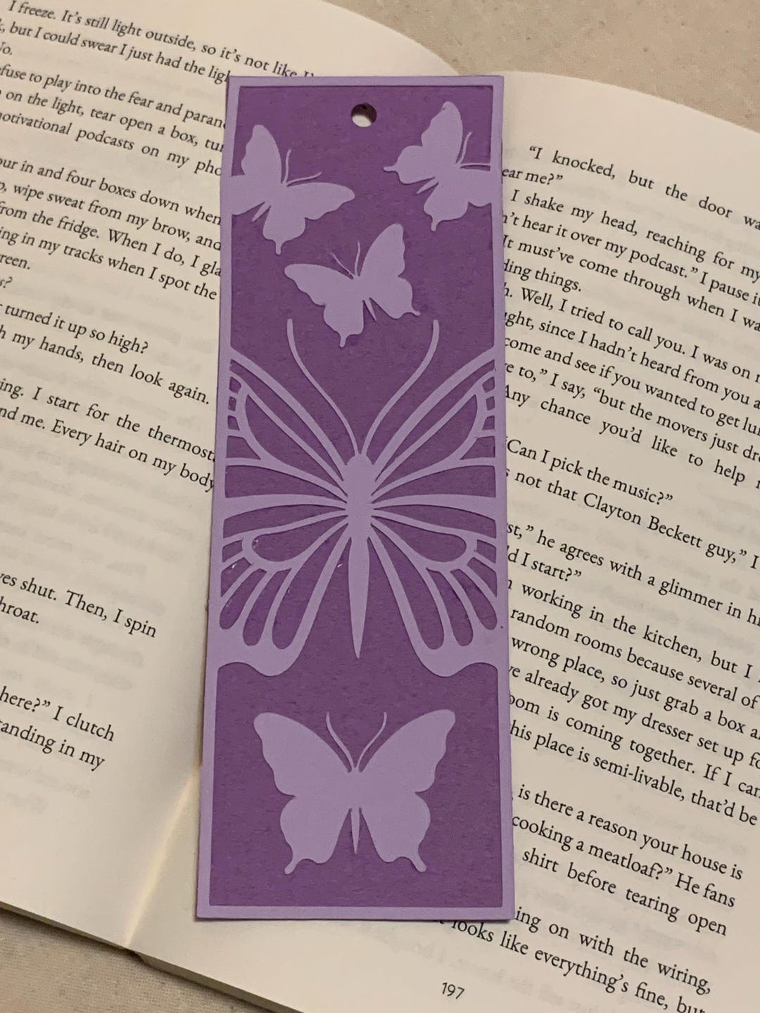 Purple Butterfly Bookmark, Layered Cardstock Bookmark, Cute Bookmark ...