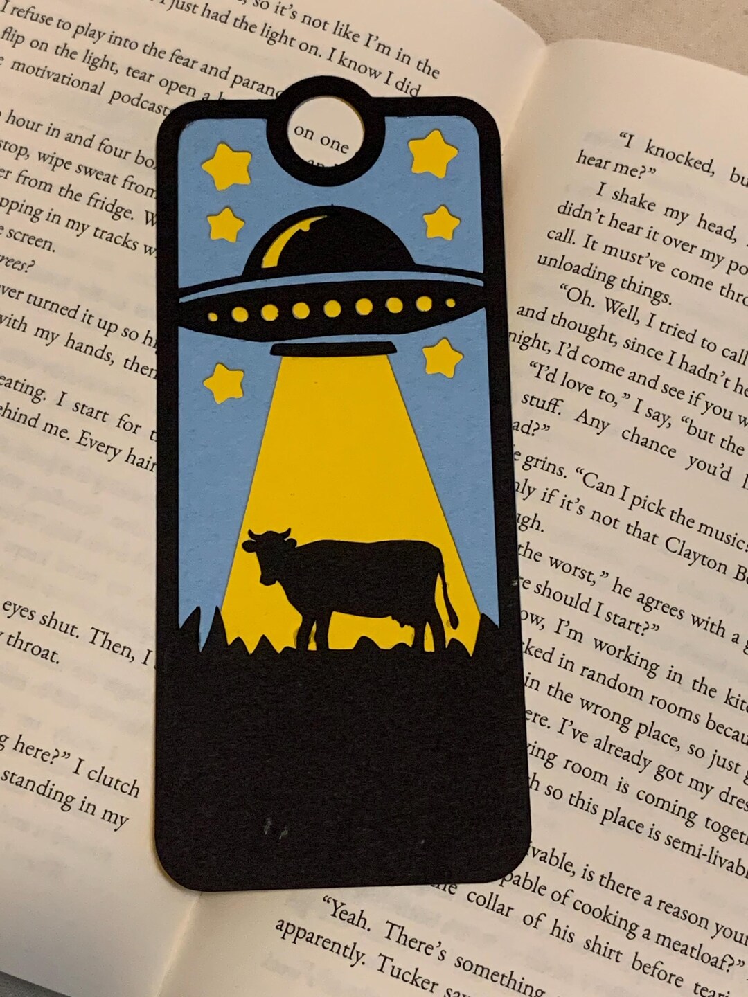 Cow and UFO Bookmark, Layered Cardstock Bookmark, Cute Bookmark ...