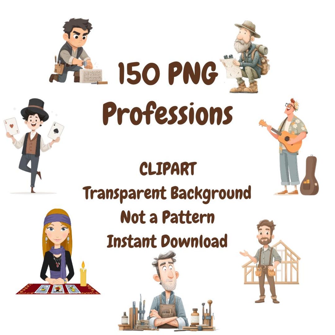 Professions Clipart Bundle | 150 PNG Career Illustrations (transparent ...